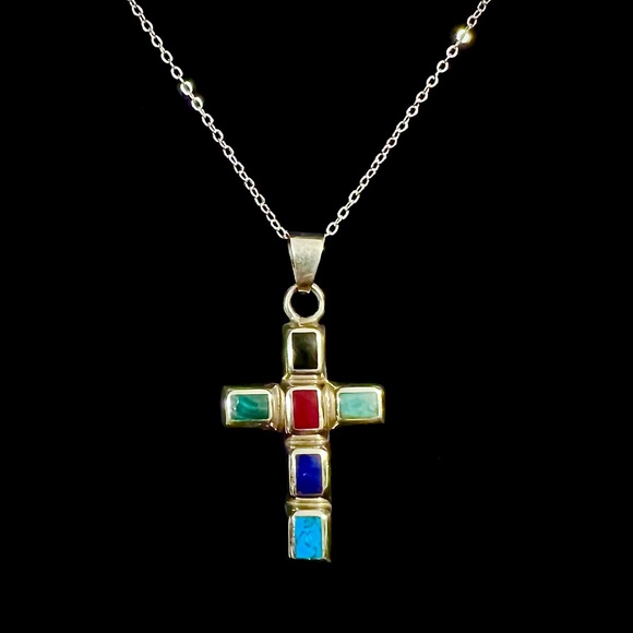 Jewelry | Vintage Sterling Silver Multi Stone Cross | Poshmark